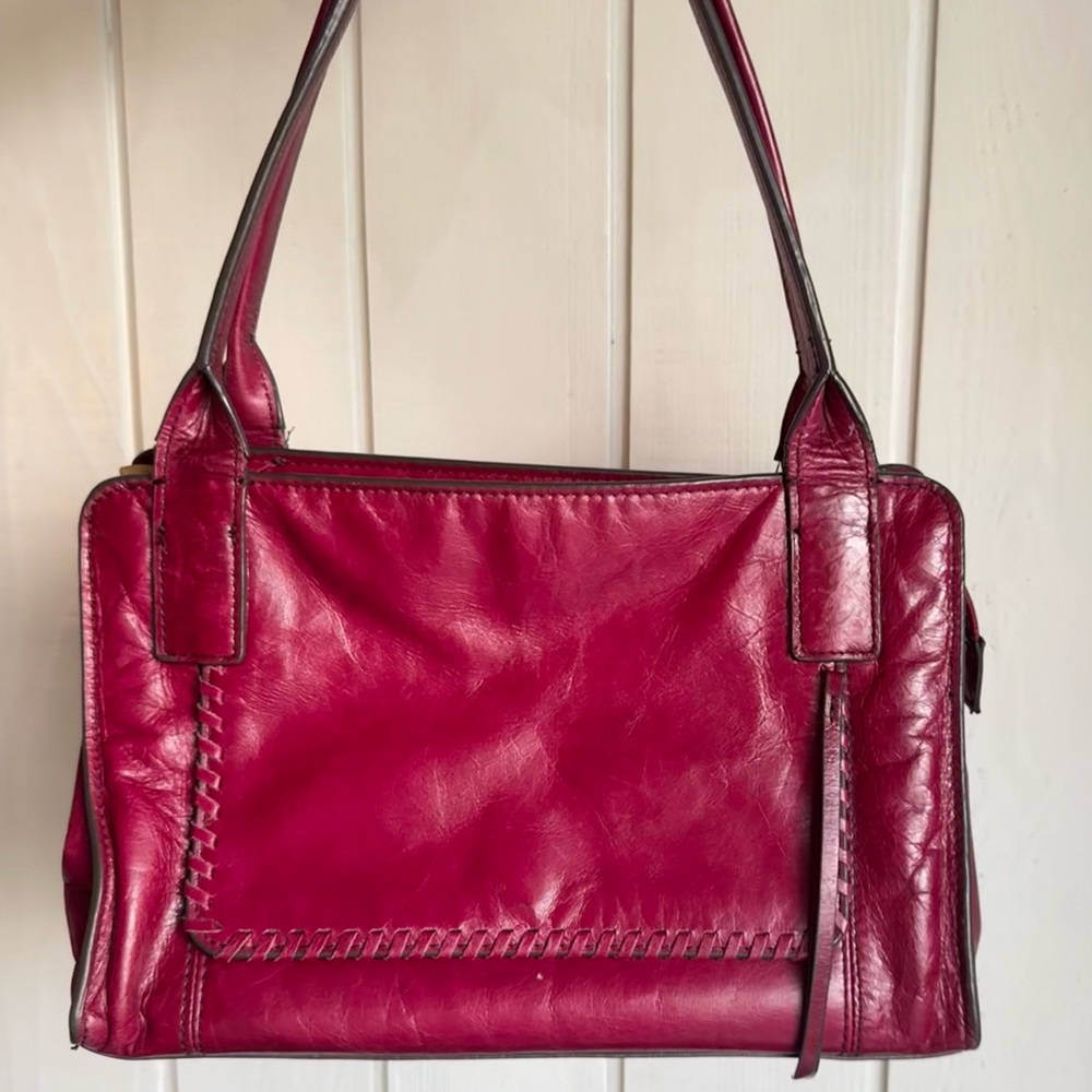Vintage Hobo Red Leather Shoulder Bag - Gem